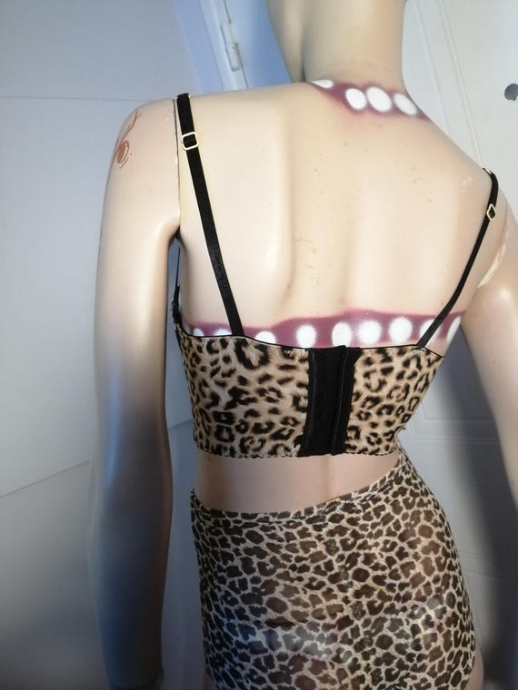 Vintage 90s Corset Style Bra Anmale pattern Black lac… - Gem