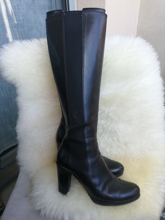 Vintage 1970s /80s Knee high boots Platform Elasticat… - Gem