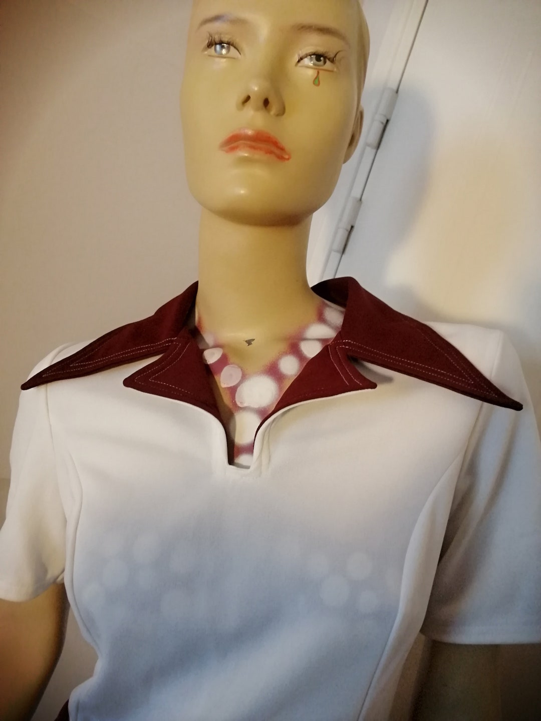 Vintage 1960s French Mod White and Dark Morron Dress With Amazing ...