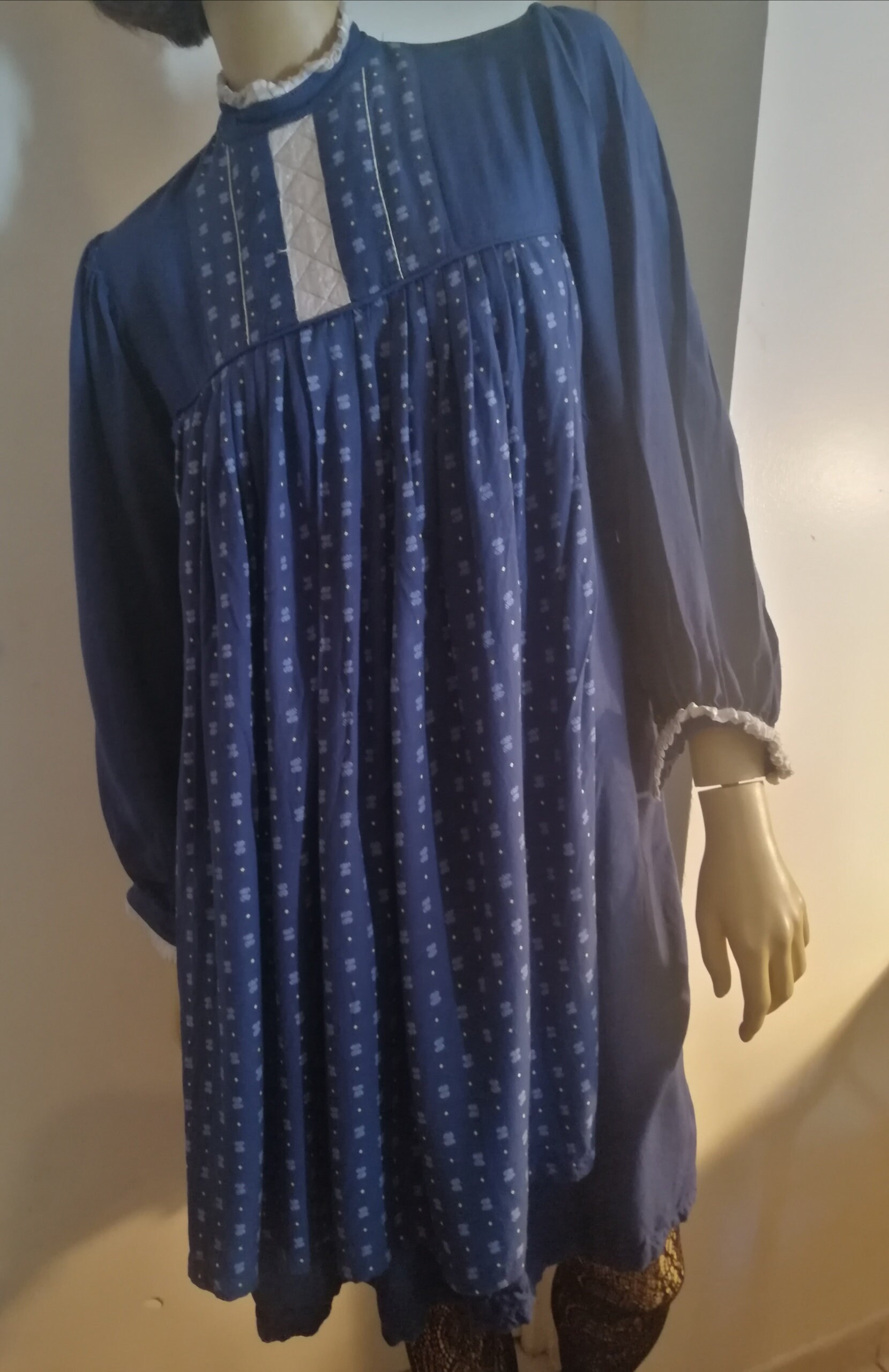 1970s Vintage Rene Derhy, Indian Cotton, Folklorie Style, Blue Pinafore ...