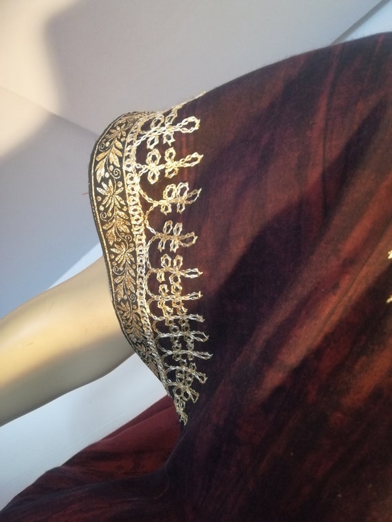 Vintage 1960s,Pashtun, Afghan, gold Embroidery, dark … - Gem