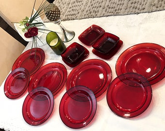 Ruby Red Dinnerware - Etsy