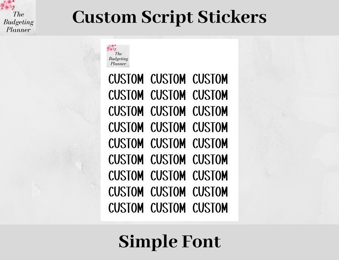 Custom Script Stickers - Planner Stickers With Your Choice of Script in ...