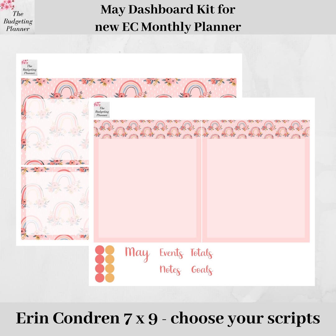 Erin Condren Dashboard Sticker Kit for May in Rainbow Florals Design to ...