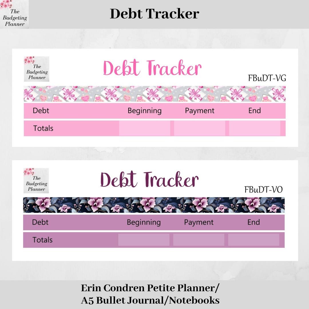 Debt Tracker - Vibrant Orchids or Valentines Gifts - Budget Planner ...