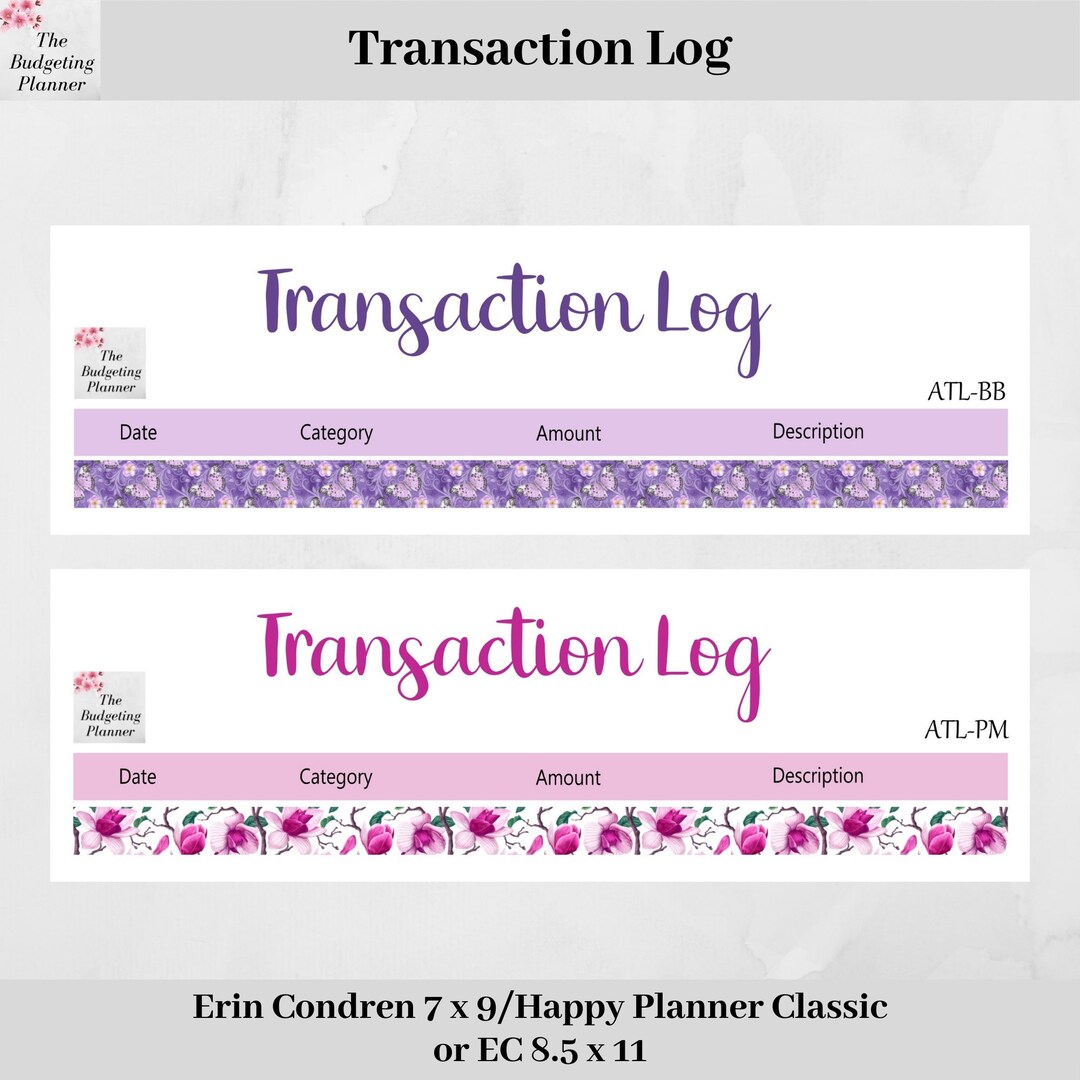 Transaction Log Budget Stickers Butterfly Blooms or Pink Magnolia ...