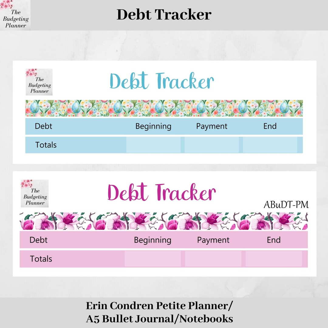 Debt Tracker - Watercolour Easter or Pink Magnolia - Budget Planner ...