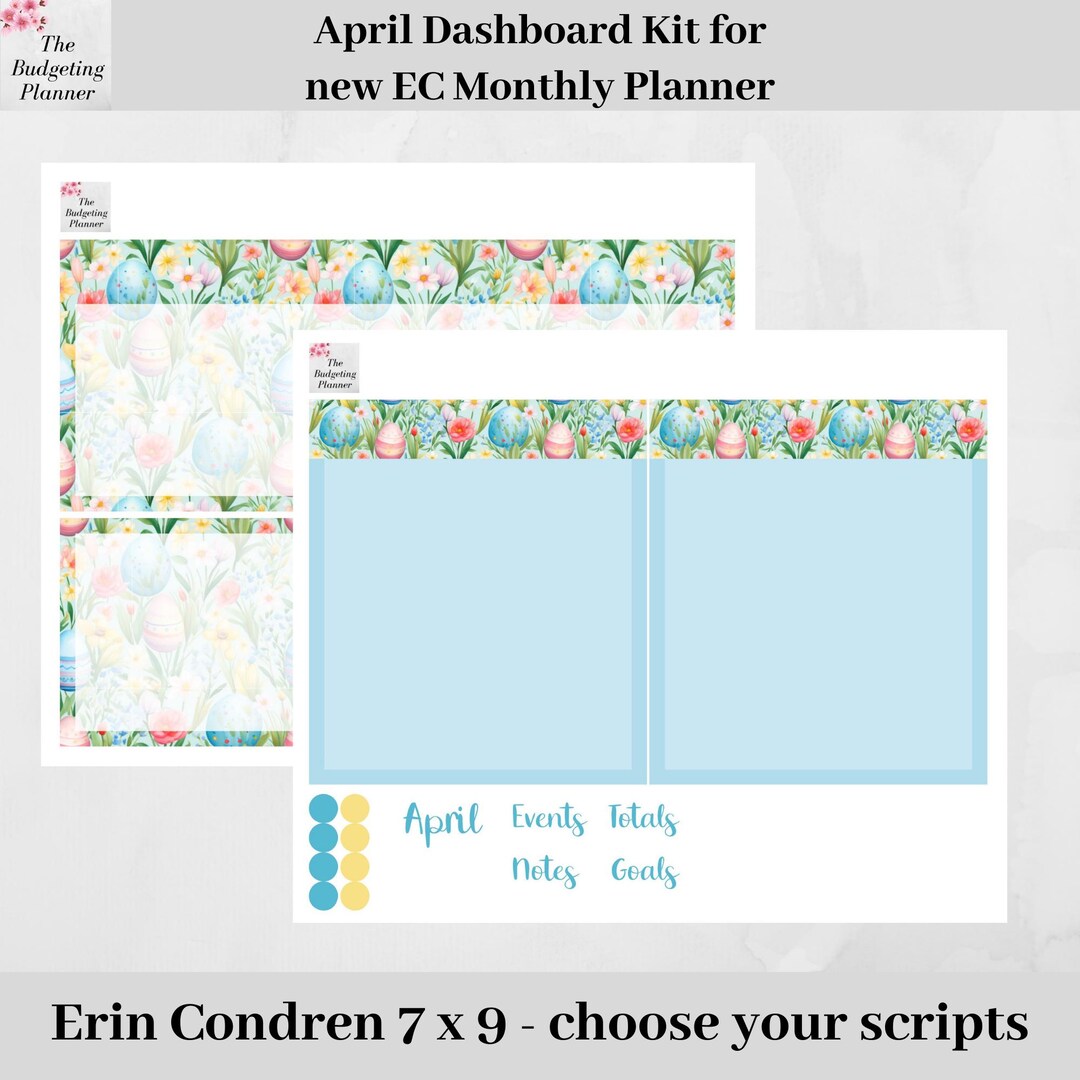 Erin Condren Dashboard Sticker Kit for April in Watercolour Easter ...