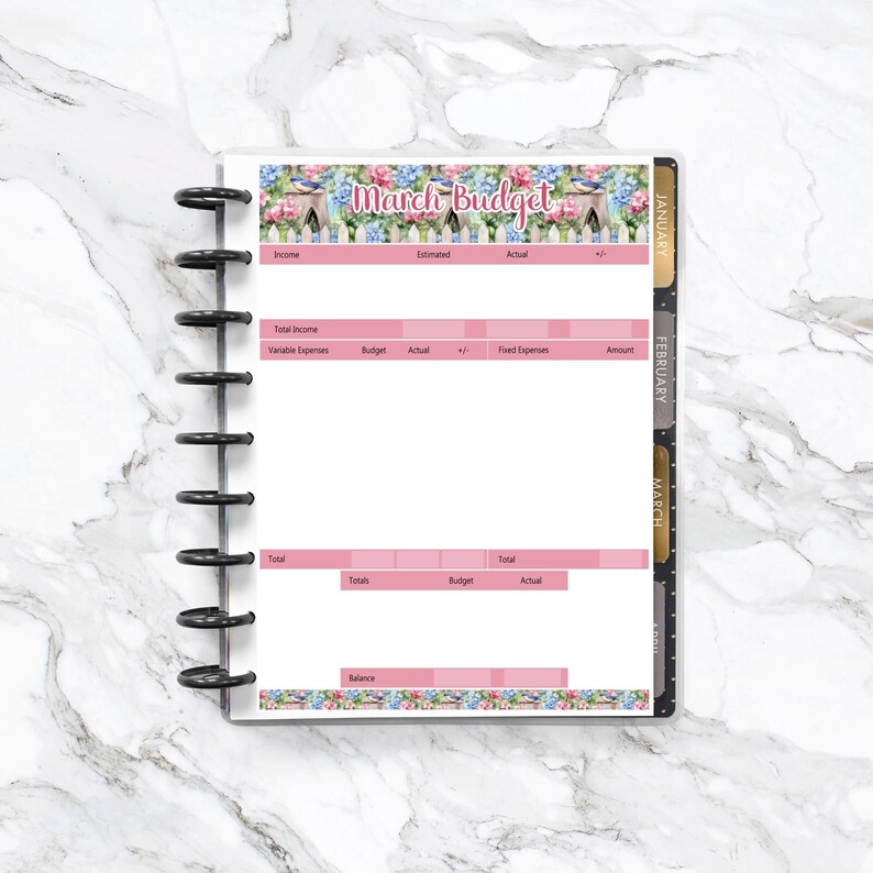 March Budget Kit - Fixed and Variable Expenses - Budget Planner ...