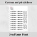 Custom Script Stickers Planner Stickers With Your Choice of Script in ...