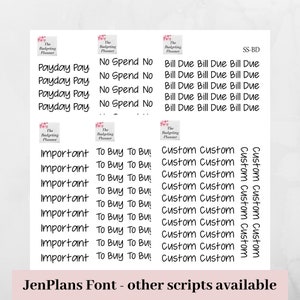 Custom Script Stickers - Planner Stickers With Your Choice of Script in ...