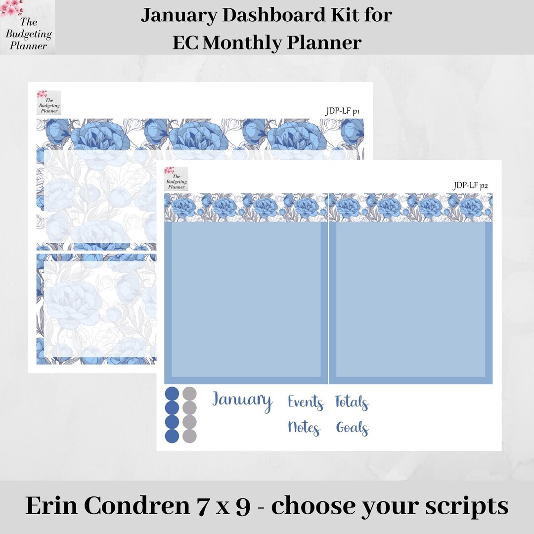 Erin Condren Dashboard Sticker Kit for January in Lined Flowers Design ...