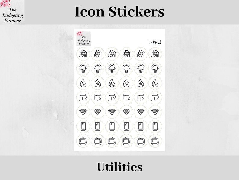 Utilities Planner Icon Stickers Budget Planner Stickers - Etsy