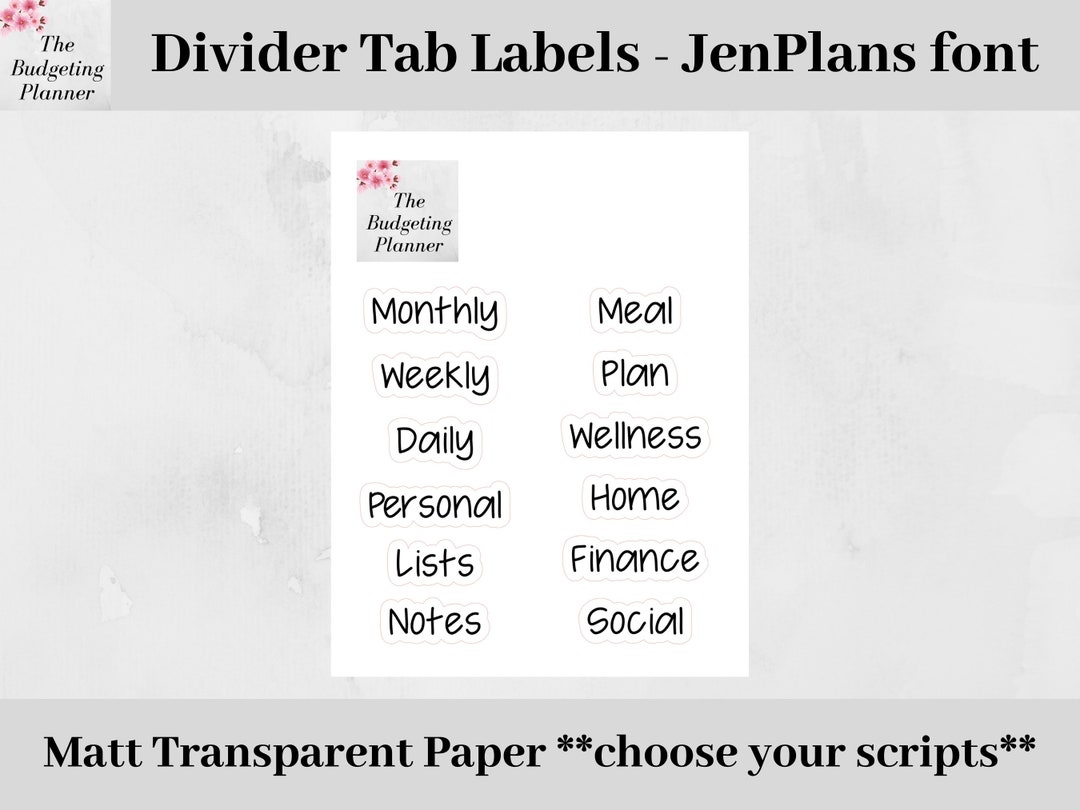 Divider Tab Labels for Planner - Script Stickers for Labelling the ...