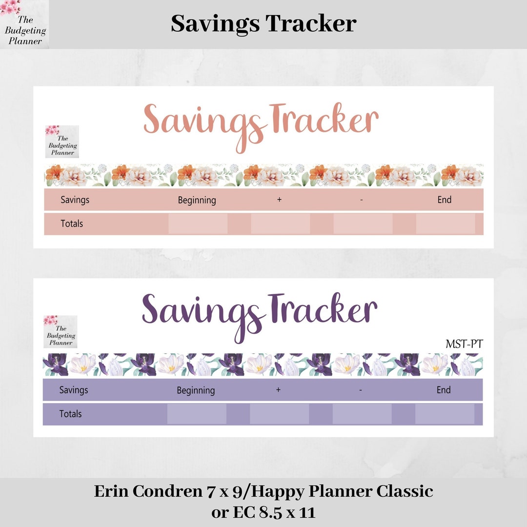 Savings Tracker Peach Blooms or Purple Tulips. Budget Planner Stickers ...