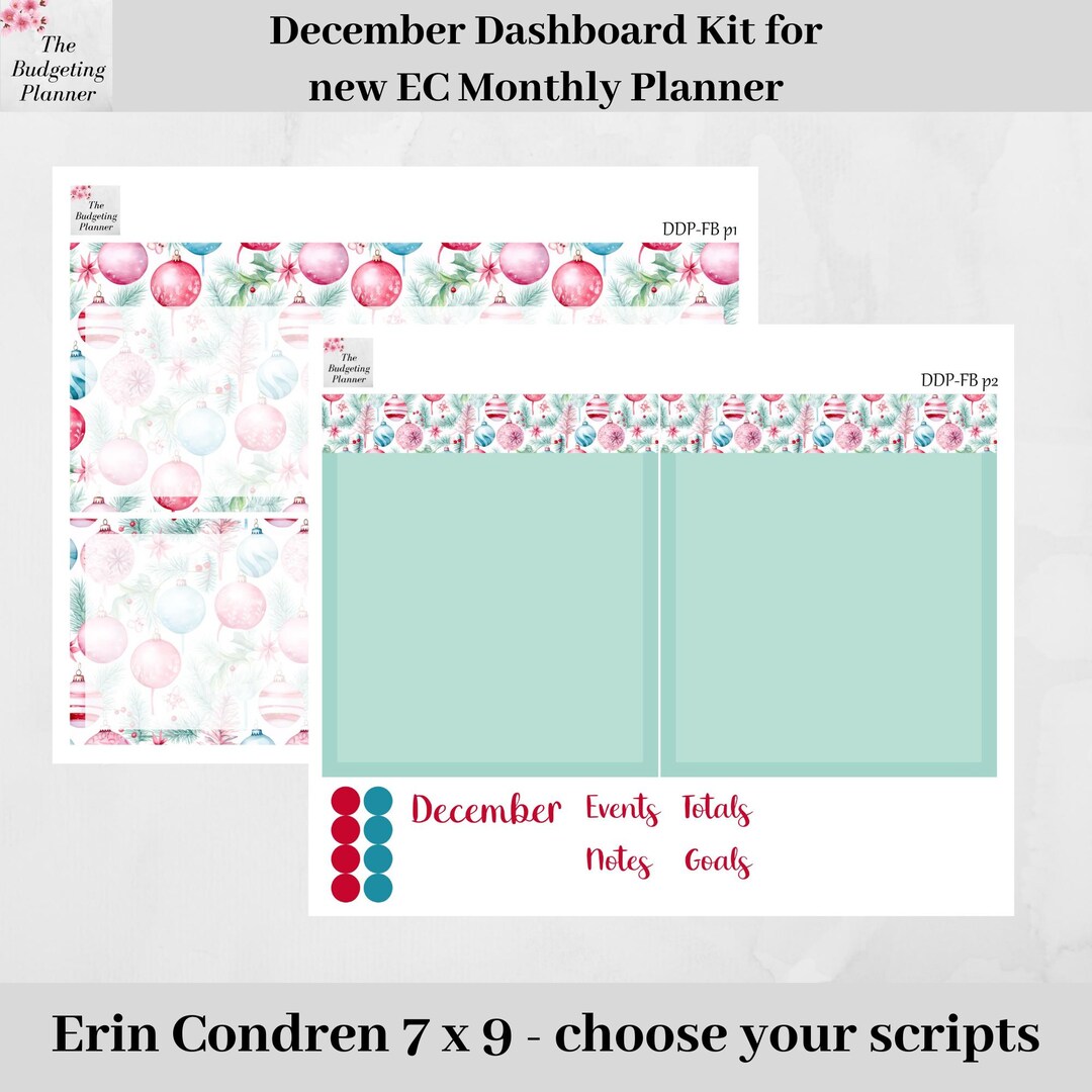 Erin Condren Dashboard Sticker Kit for December in Festive Baubles ...