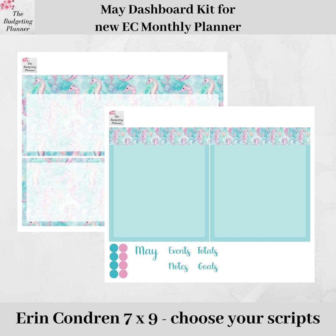 Erin Condren Dashboard Sticker Kit for May in Pastel Seahorses Design ...