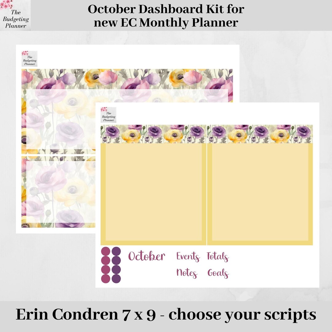 Erin Condren Dashboard Sticker Kit for October in Blossoming Meadow ...