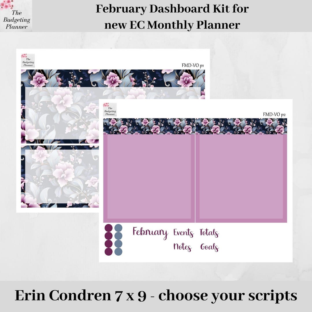 Erin Condren Dashboard Sticker Kit for February in Vibrant Orchids ...