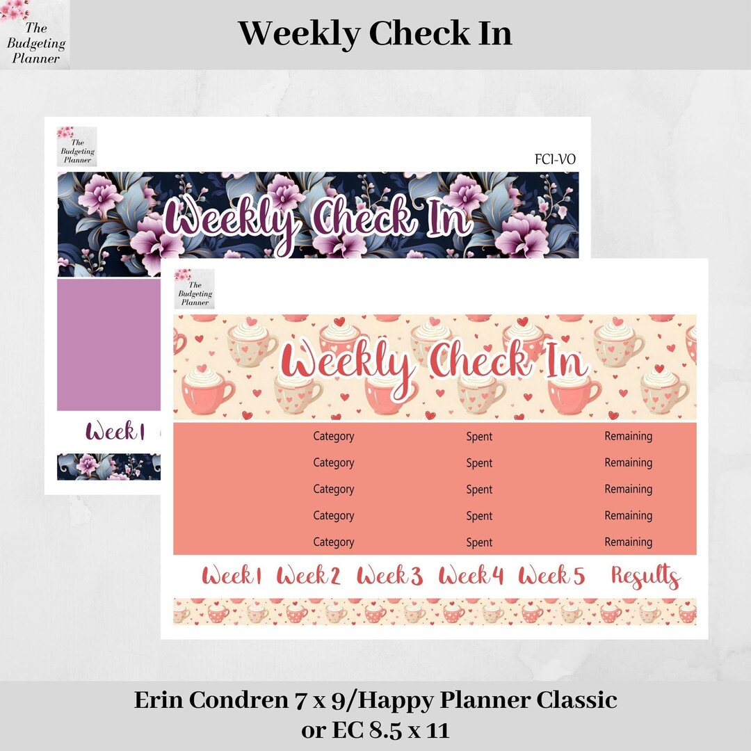 Weekly Check in Sticker - Vibrant Orchids or Love Latte Design - Budget ...