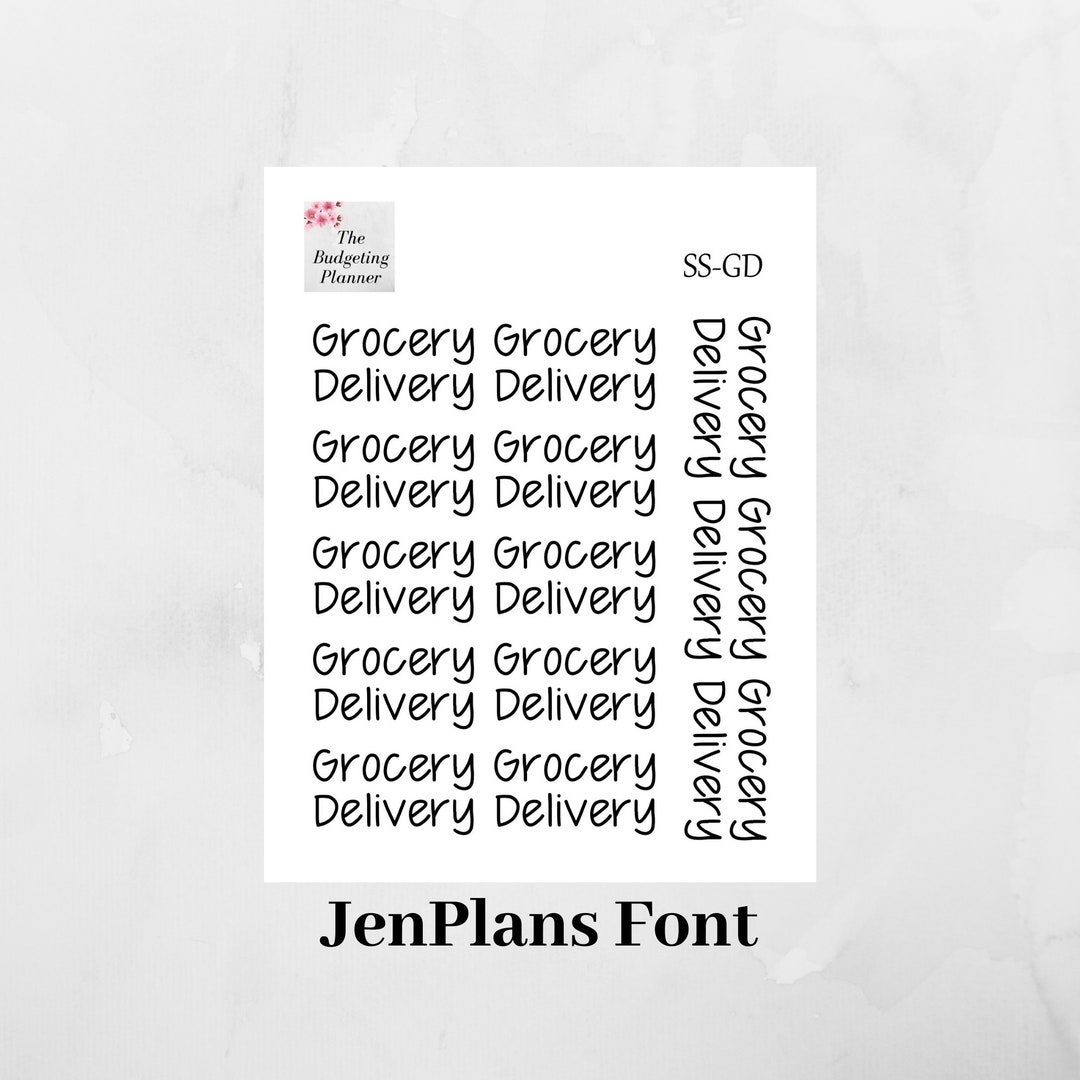 Script Stickers Grocery Delivery Planner Stickers in Jenplans Font ...