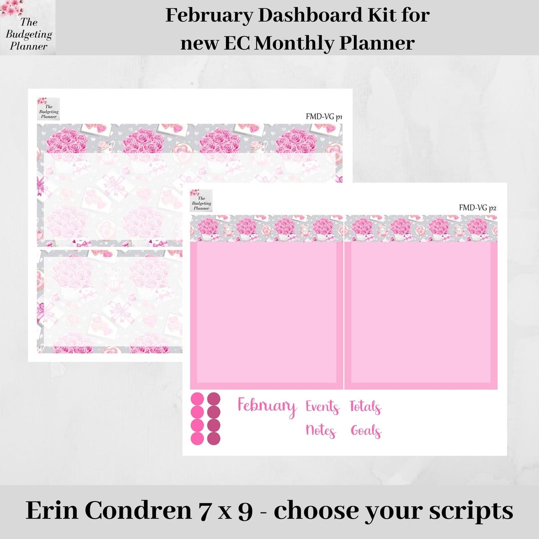 Erin Condren Dashboard Sticker Kit for February in Valentines Gifts ...