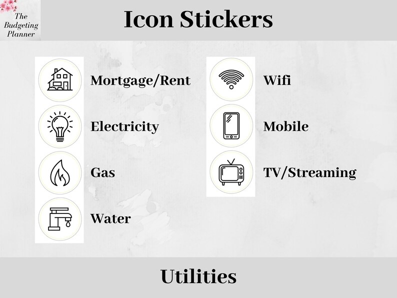 Utilities Planner Icon Stickers Budget Planner Stickers - Etsy