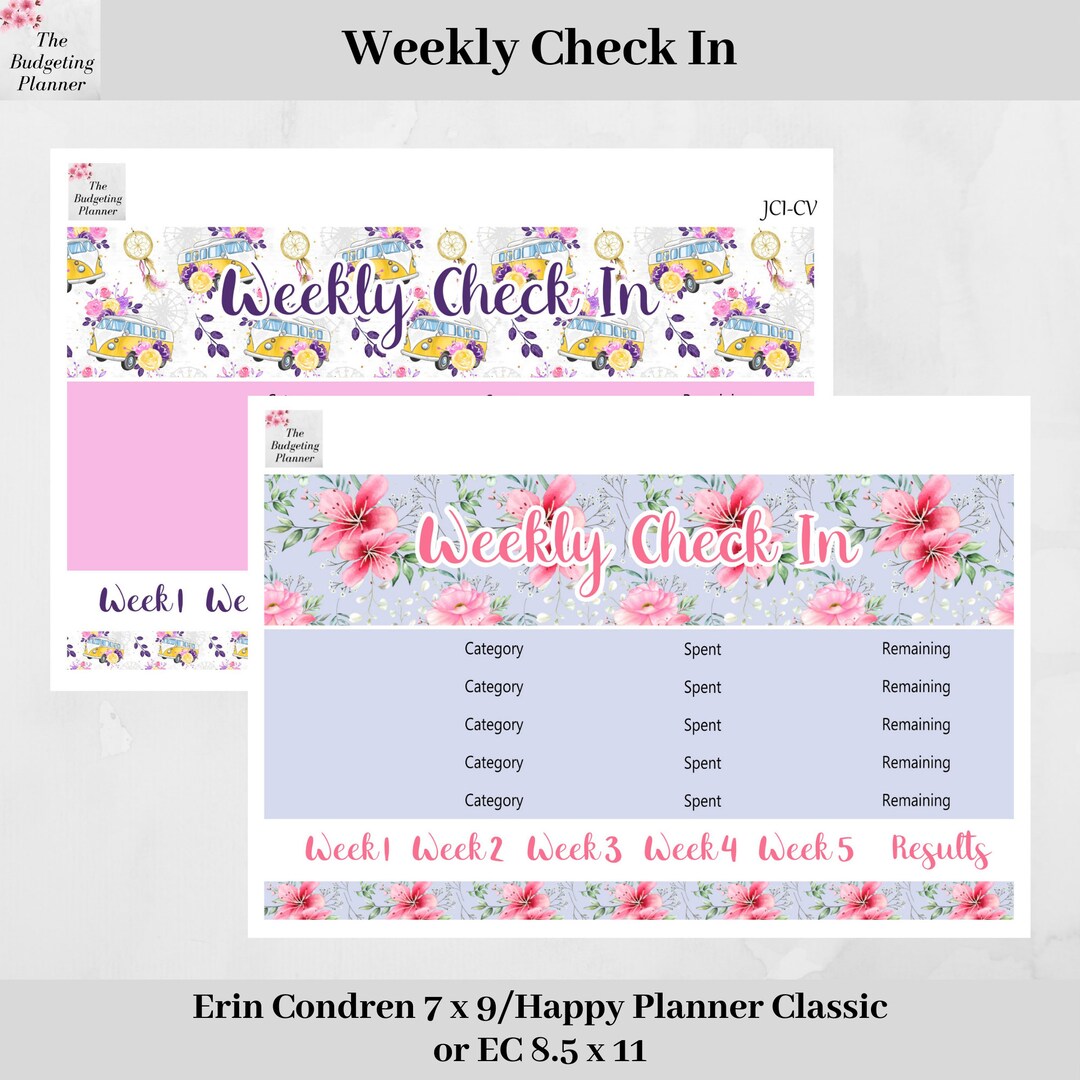 Weekly Check in Sticker Grey Lilies or Camper Vans Design Budget ...