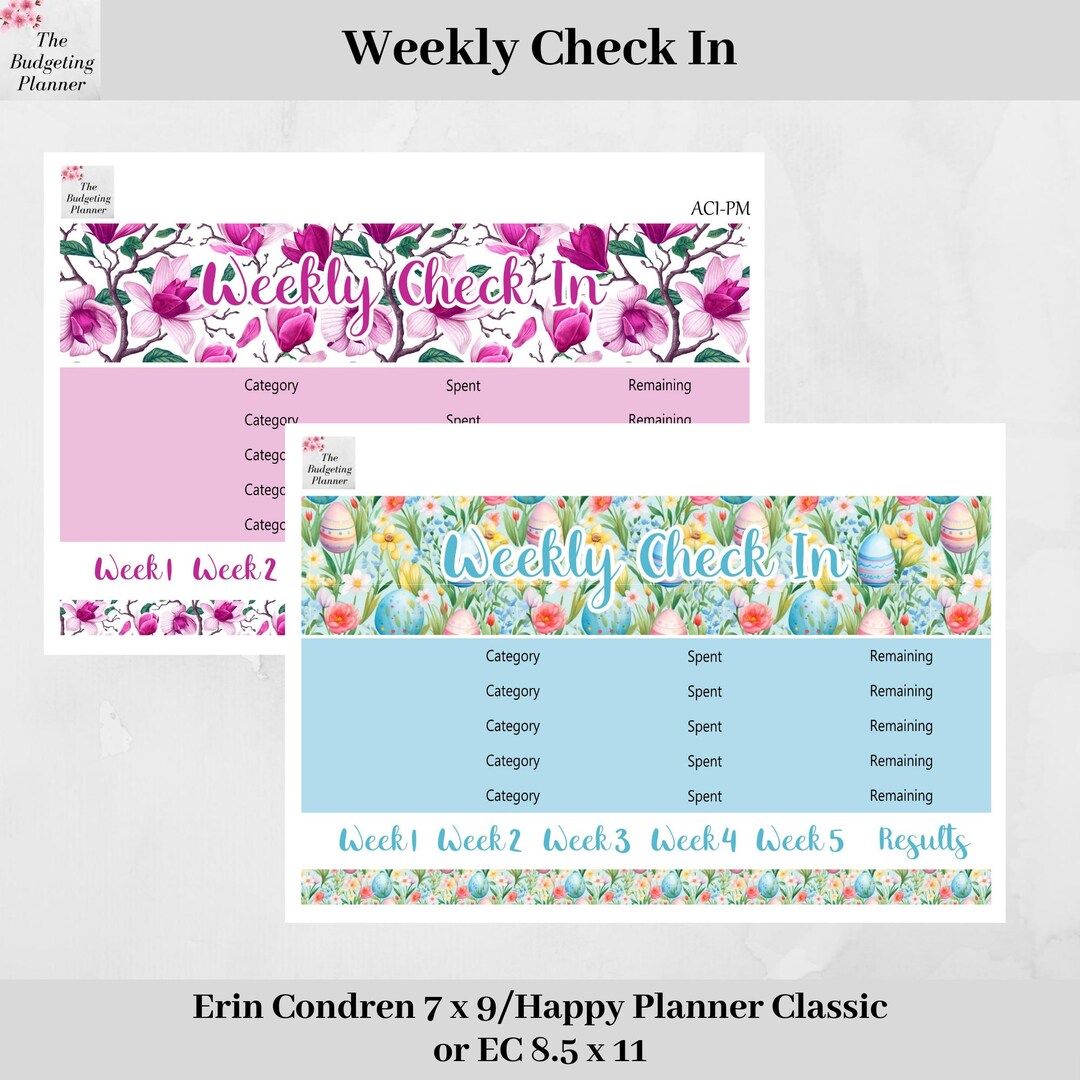 Weekly Check in Sticker Watercolour Easter or Pink Magnolia Design ...