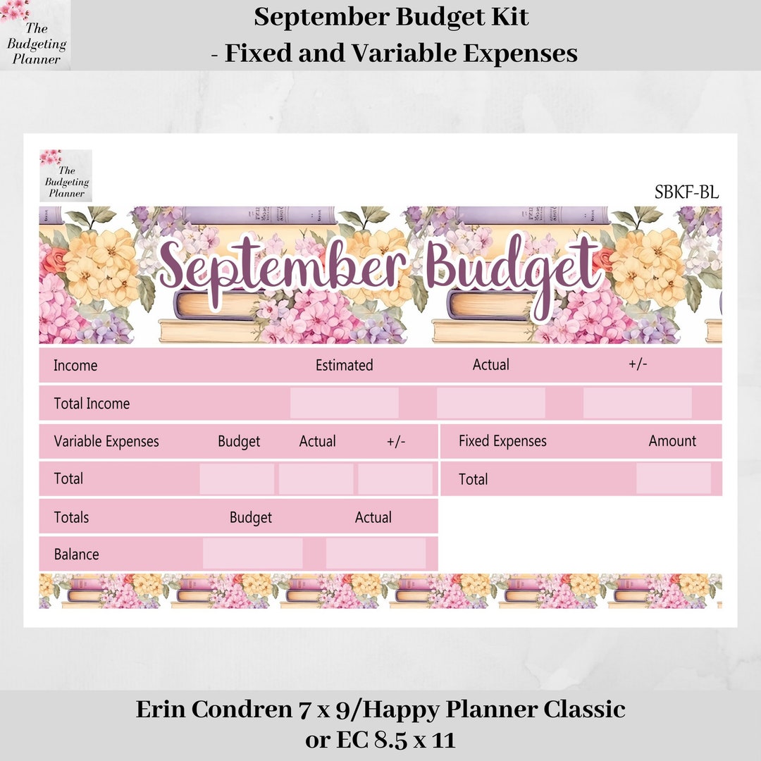 September Budget Kit Fixed and Variable Expenses Budget Planner ...