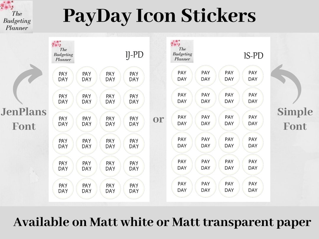 Payday Stickers Budget Planner Icon Stickers for Marking Your Finances ...