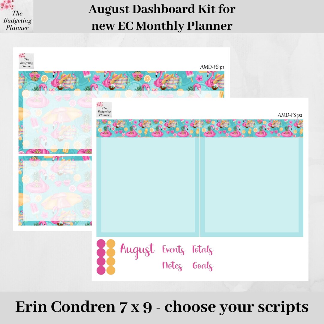 Erin Condren Dashboard Sticker Kit for August in Fun in the Sun Design ...