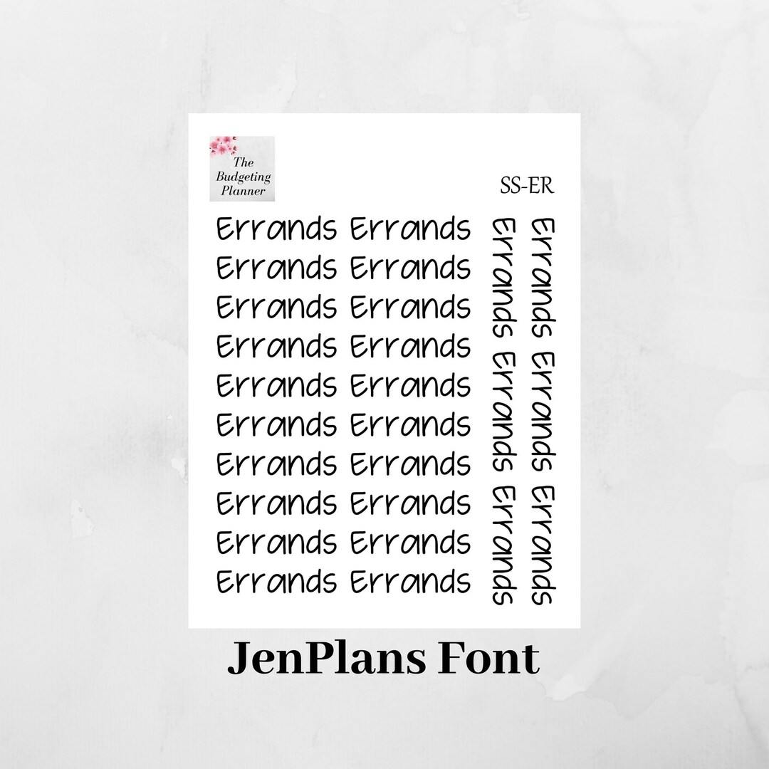 Script Stickers - Errands Planner Stickers in Jenplans Font, Erin ...