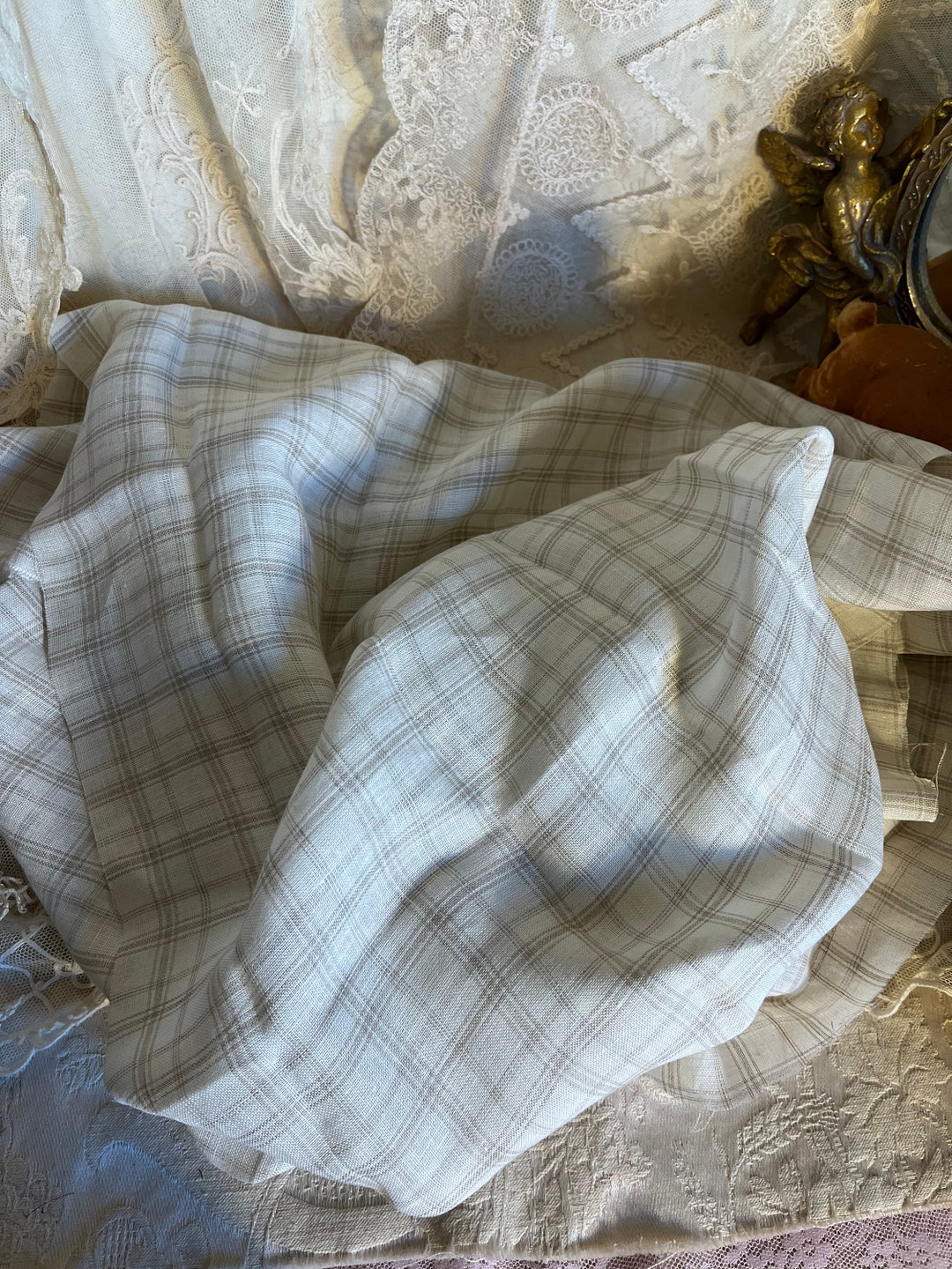 Linen Windowpane Fabric - Etsy