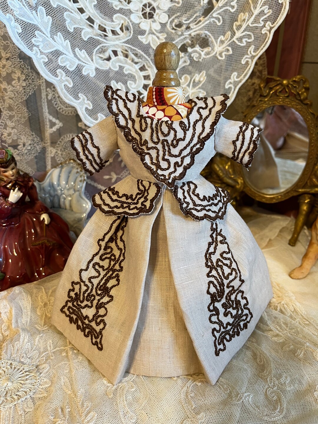 Cafe Au Lait Linen Doll Dress - Etsy