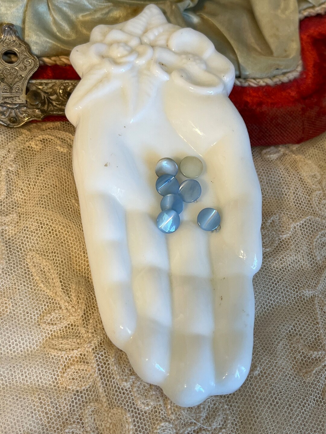 Tiny Vintage Baby Blue Pearl Buttons - Etsy