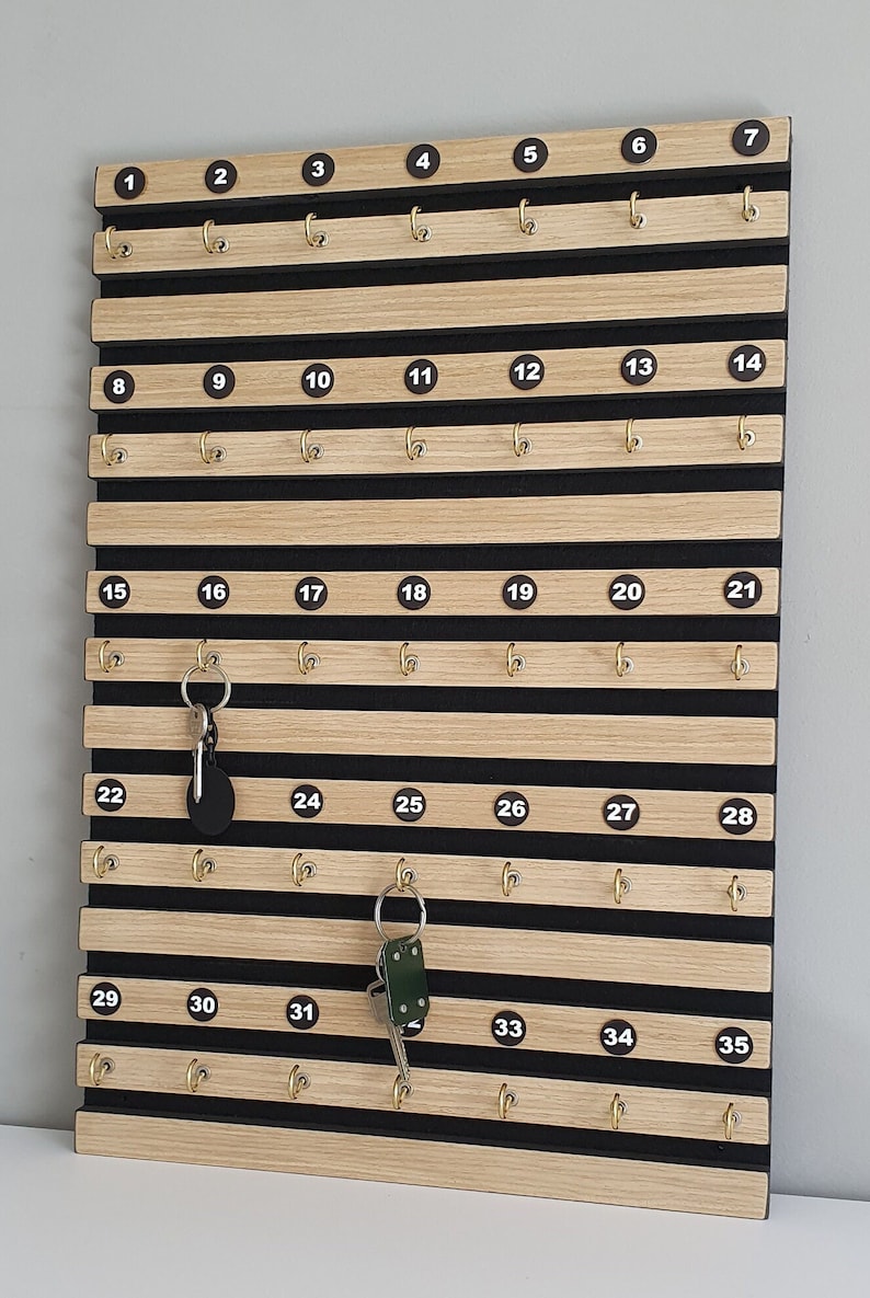 Key Rack With Numbers, Wooden Key Board With Numbers, Key Hanger for ...