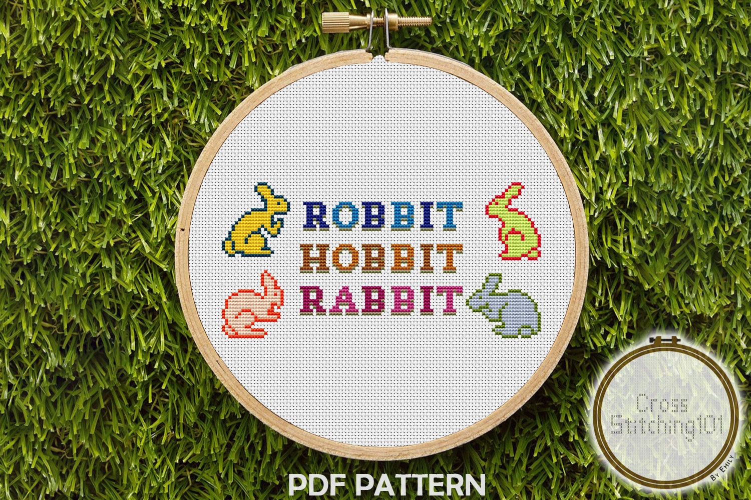 Robbit Hobbit Rabbit Cross Stitch Pattern Instant Download PDF Modern ...