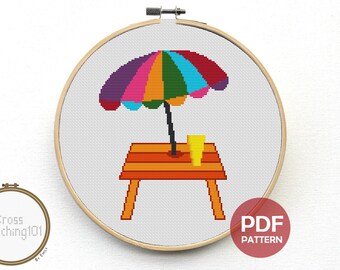 Red Umbrella Cross Stitch Pattern Pdf Format Delivered - Etsy