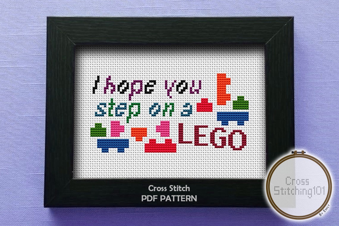 I Hope You Step on A Lego Cross Stitch Pattern Instant | Etsy
