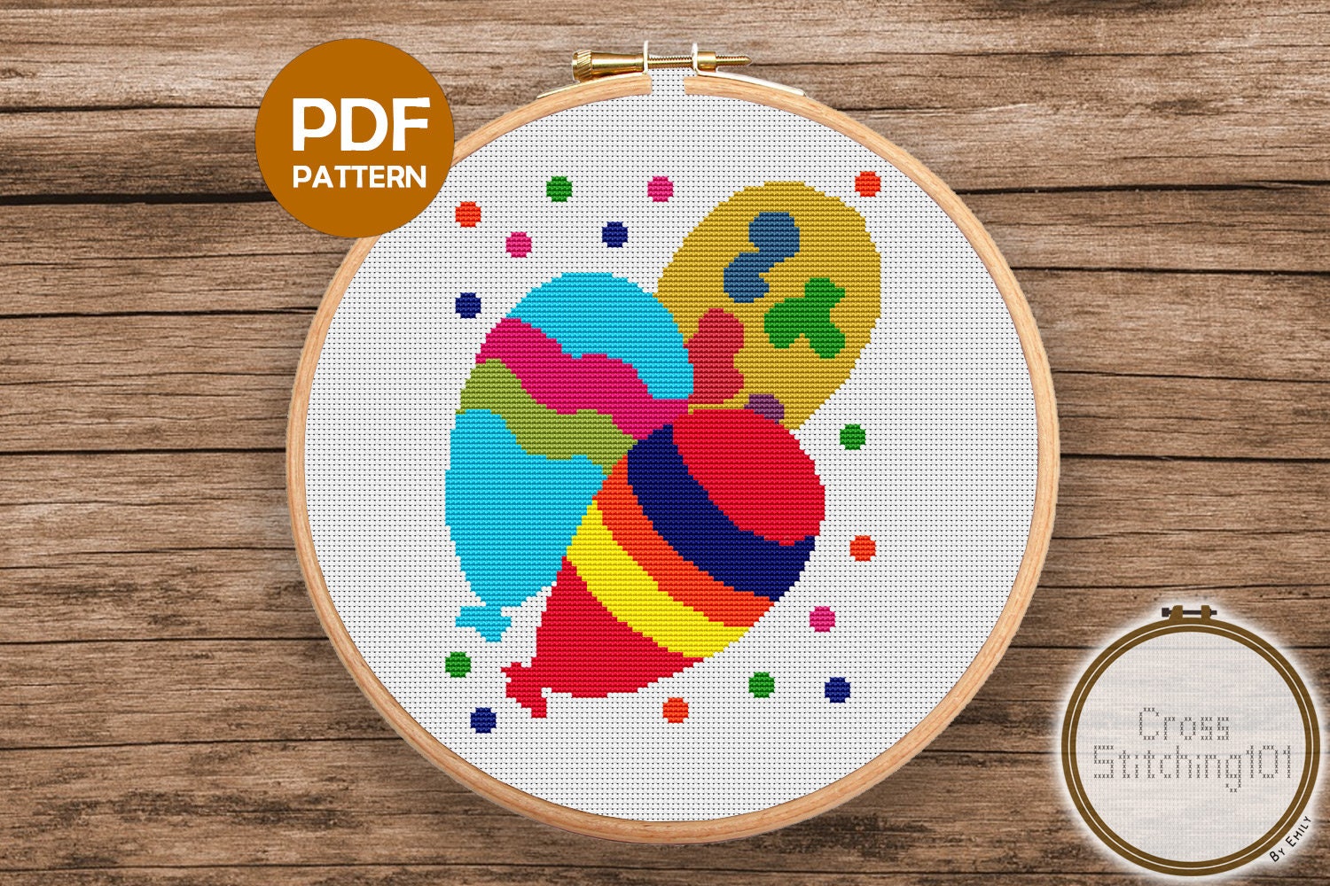 Balloon Cross Stitch Pattern Instant Download PDF Modern - Etsy