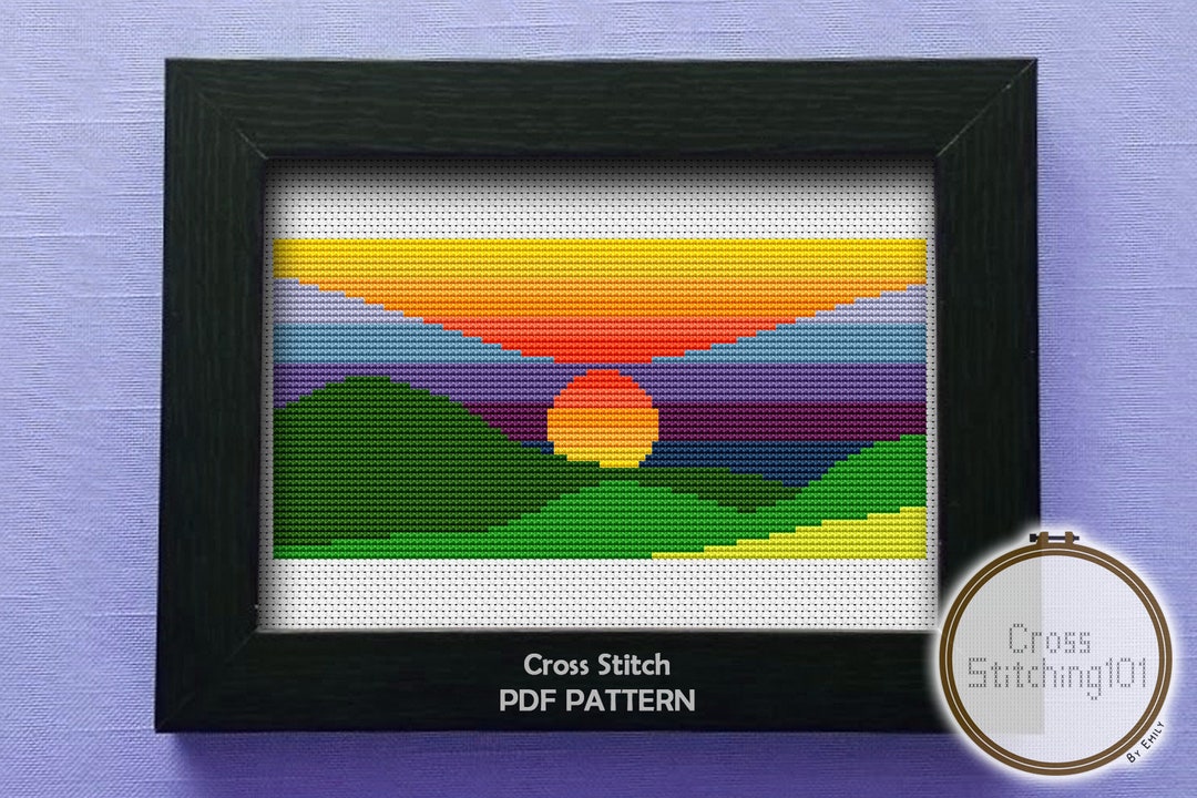Sunset Cross Stitch Pattern Instant Download PDF Modern - Etsy