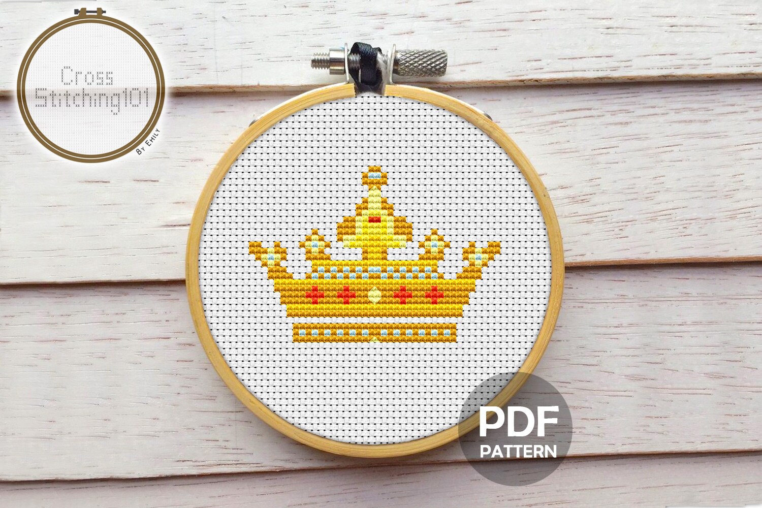 Craft Supplies & Tools Modern Cross Stitch Embroidery Design crown ...
