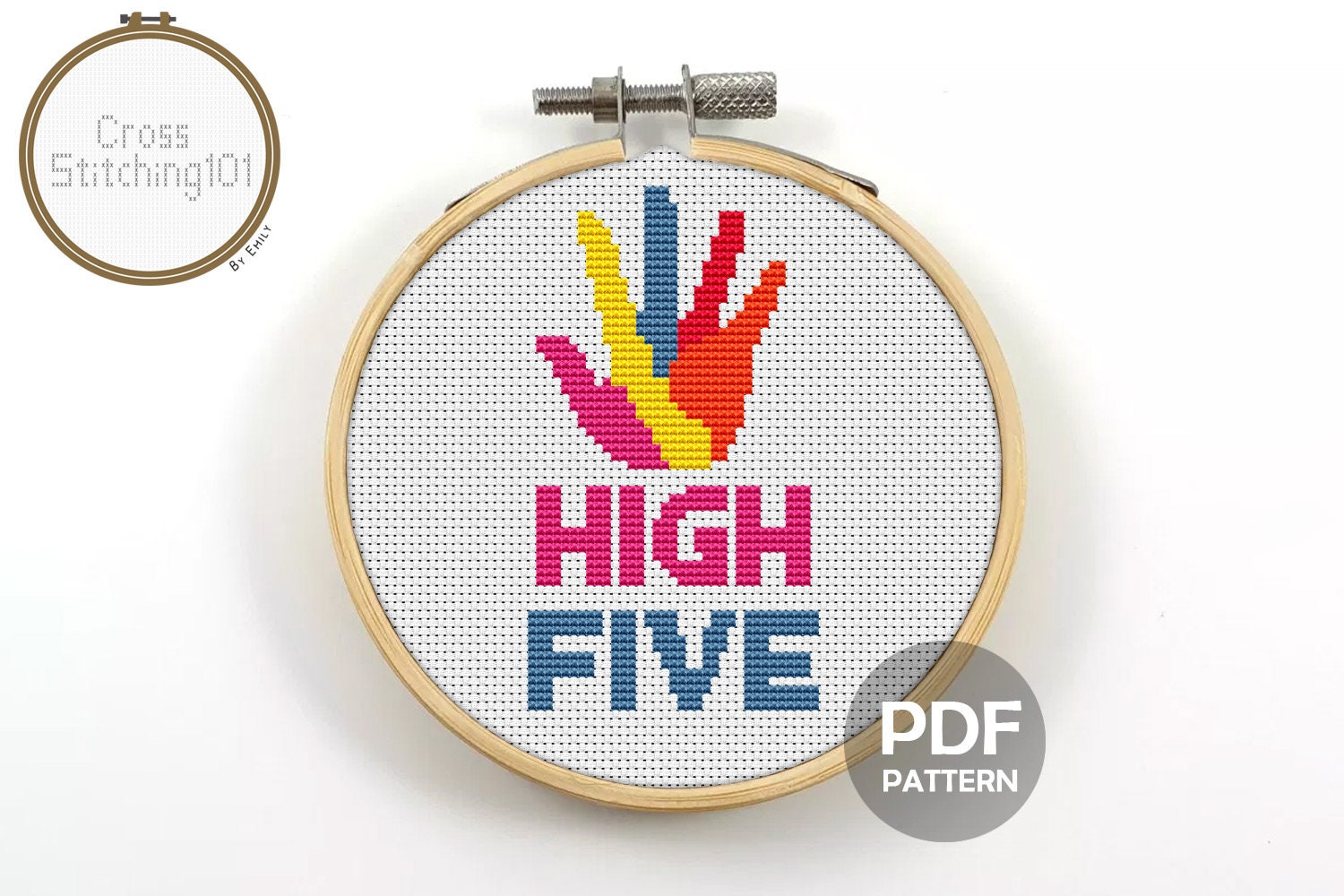 Modern Cross Stitch Embroidery Design Slap hands High Five Hand Cross ...