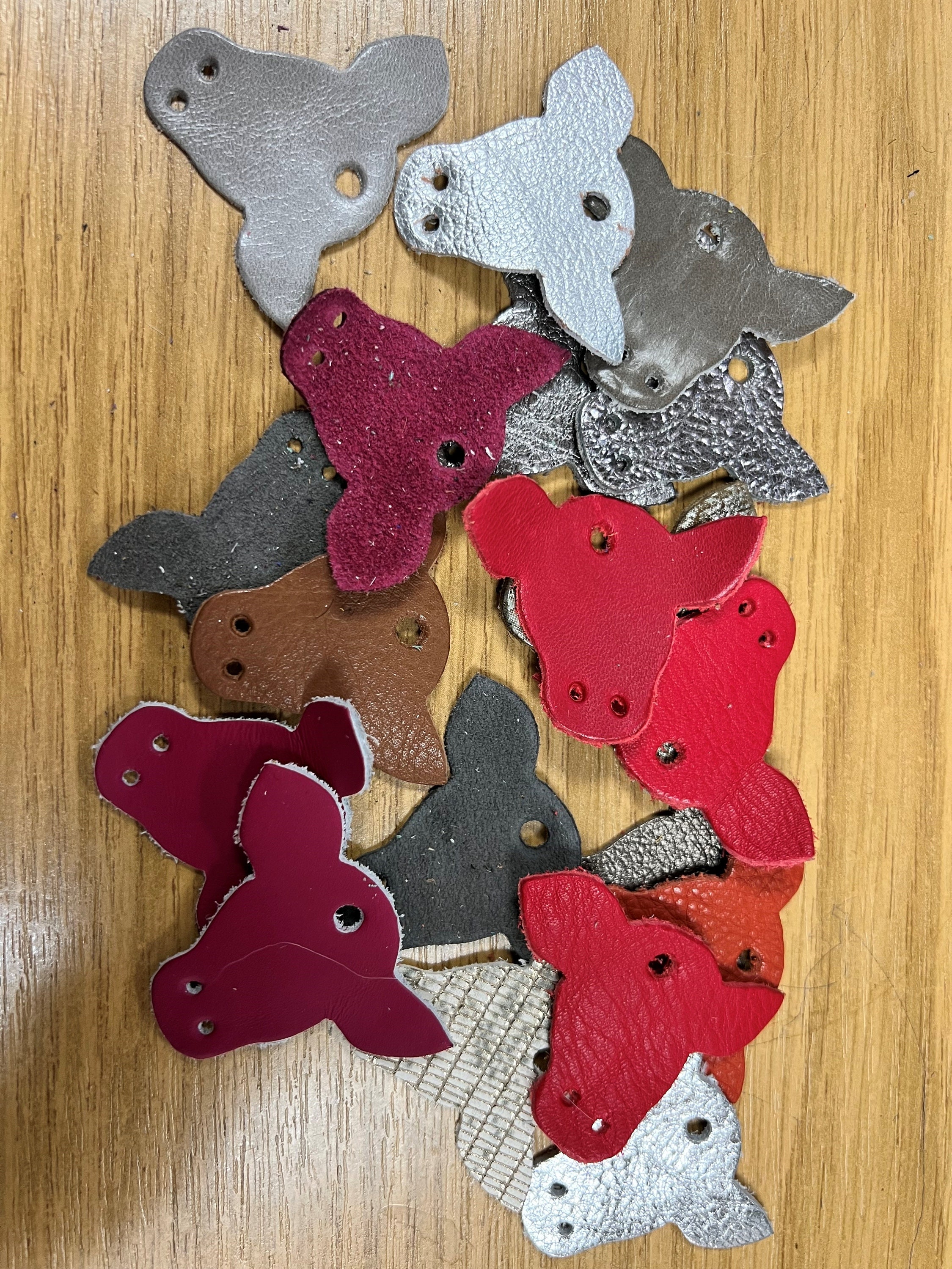 Cow Head Cut Out in Real Leather and Suede - Size 3.7cm- Mixed Colours ...