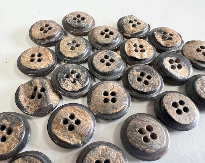 6 X Real Natural Horn Button Dark Brown 20 Mm - Etsy