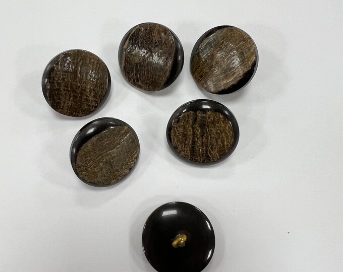 6 X Real Natural Horn Button Dark Brown 25mm Metal Shank - Etsy