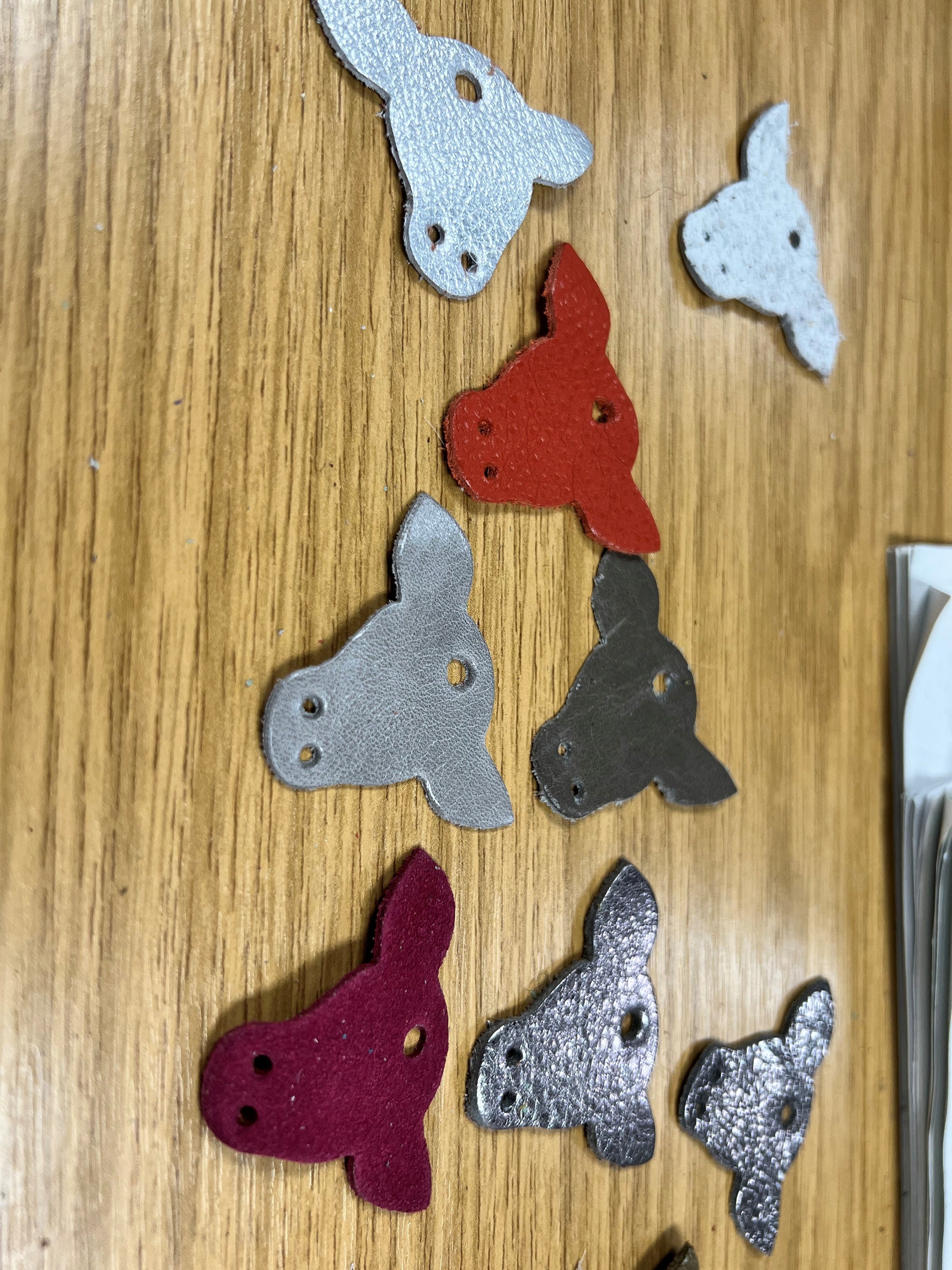 Cow Head Cut Out in Real Leather and Suede - Size 3.7cm- Mixed Colours ...
