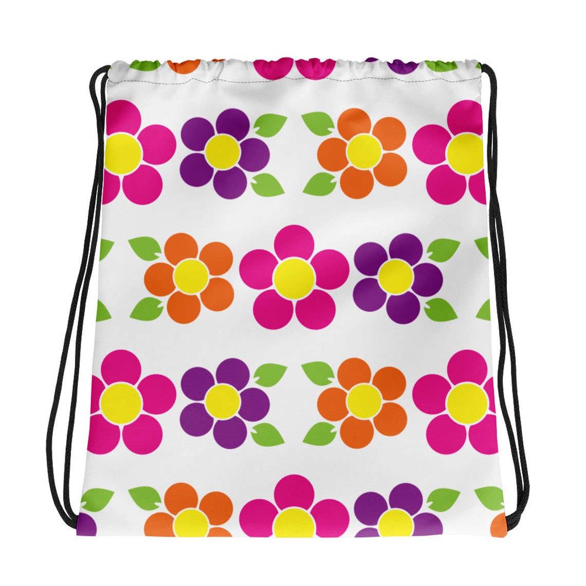 Drawstring Bag in Vibrant Daisy Flower Pattern. Colorful and - Etsy
