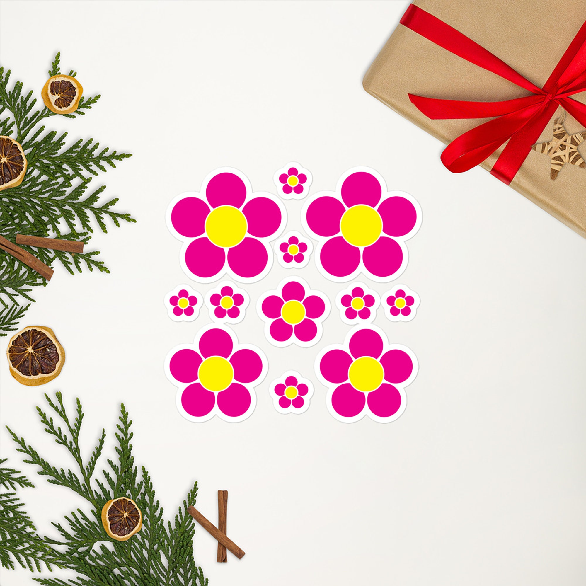 Pink Daisy Vinyl Stickers, Kiss-cut, Laptop Stickers, Water Bottle ...